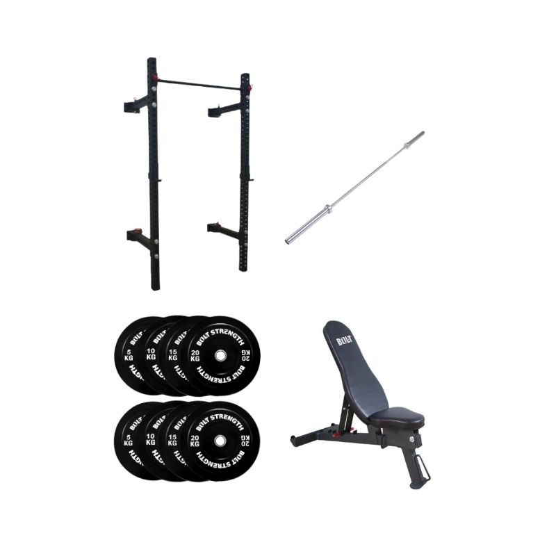 120KG Folding Squat Rack Package - Fitness Equipment Ireland