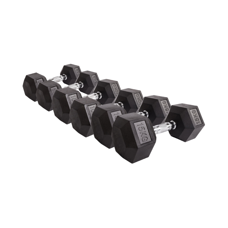 Hex Dumbbell Training Set (5kg, 10kg & 15kg) - Fitness Equipment Ireland